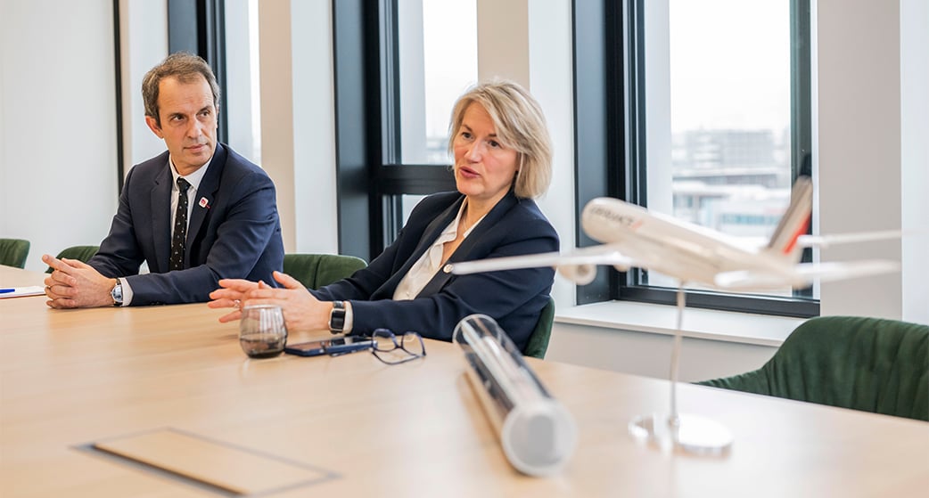 Anne Rigail, DG d’Air France, et Christophe Fanichet, PDG de SNCF ...